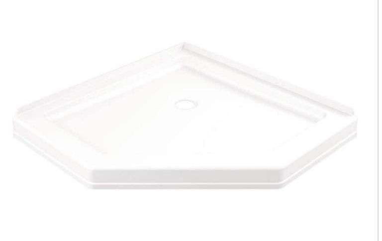 Delta 38 x 38 Corner Shower Pan Base with Corner Drain in White ...
