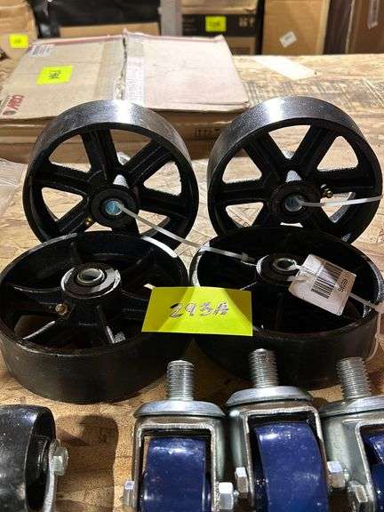 4 Pack Iron Tread Wheel: 6 in Wheel Dia., 2 in Wheel Wd, 1,200 lb Load ...