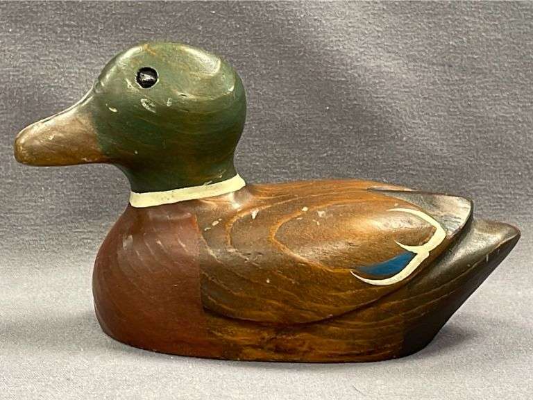 Small Hand Carved Wood Duck - Metzger Property Services, LLC