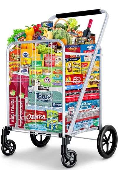 winkeep Newly Released Grocery Utility Flat Folding Shopping Cart with ...