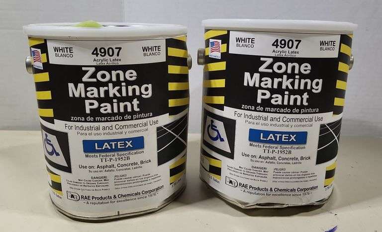 2 Packs Traffic Zone Marking Paint: Pour Paint Dispensing White 1 Gallon Covers 90 Sq Ft/Gal 1 ...