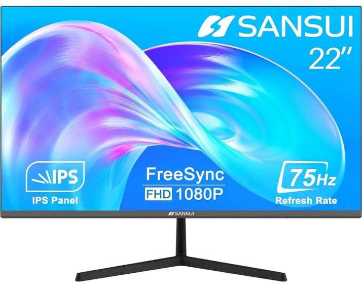 SANSUI Monitor 22 Inch IPS 75Hz FHD 1080P HDMI VGA Ports Computer ...