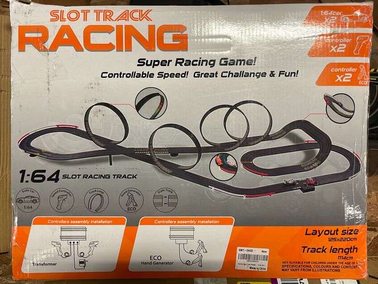 High-Speed Slot Car Race Track Set with 2 Power Method 4 Controllers ...