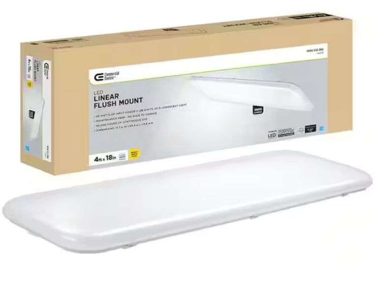 Commercial Electric 49 in. x 18 in. Rectangular Light Fixture LED Flush ...