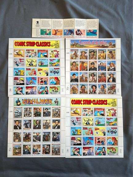 Stamp Assortment inc. Comic Strips, Civil War, Legends of the West ...