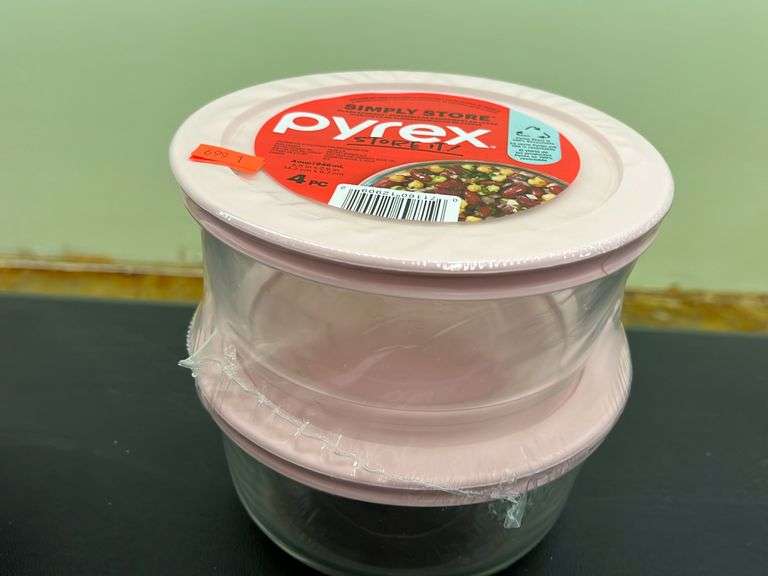 4pc set Pyrex simply store glass food containers with pink lids ...