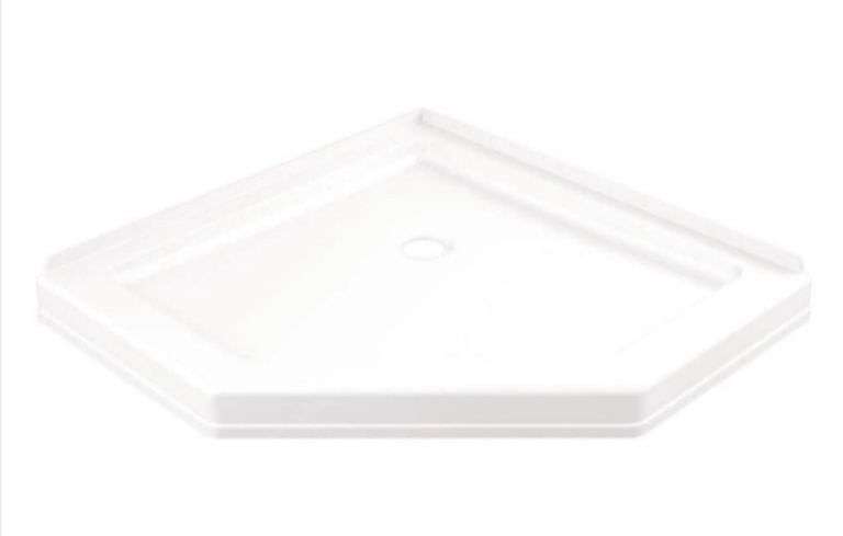 Delta 38 x 38 Corner Shower Pan Base with Corner Drain in White ...