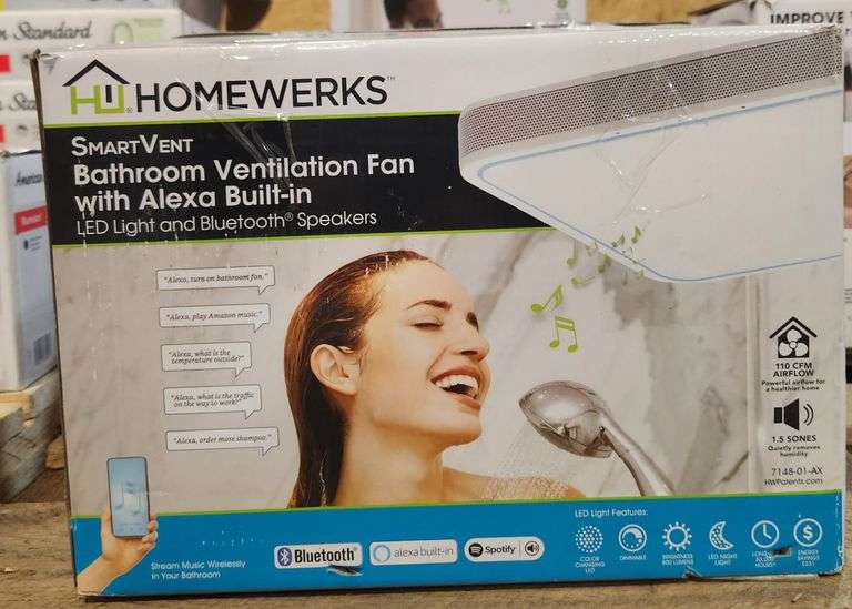 Homewerks Worldwide 110 CFM LED Ceiling Mounted Bathroom Exhaust Fan ...