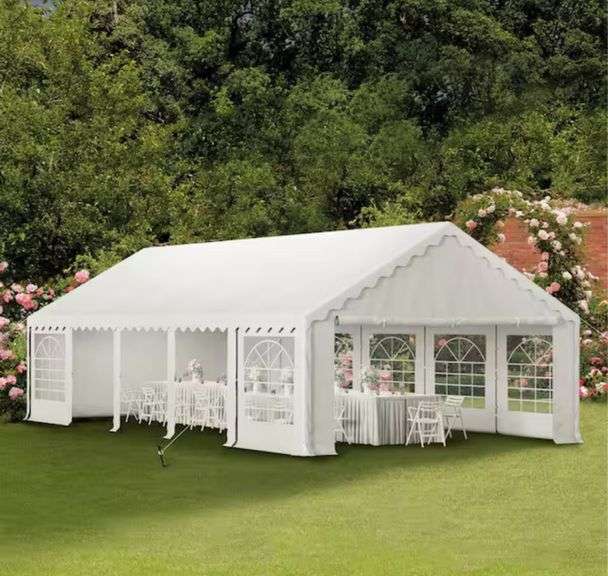 16 ft. x 32 ft. Large Outdoor Canopy Wedding Party Tent in White with ...