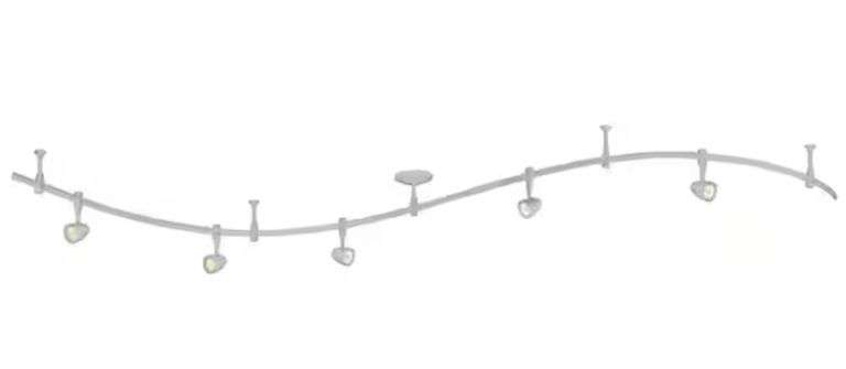 Hampton Bay 8 ft. Silver 5-Light Integrated LED Flex Track Lighting Kit ...
