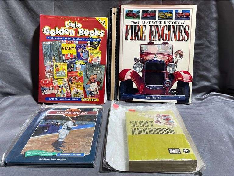 4 - Books: “Scout Handbook,” “Baseball Legends, Babe Ruth,” “The ...