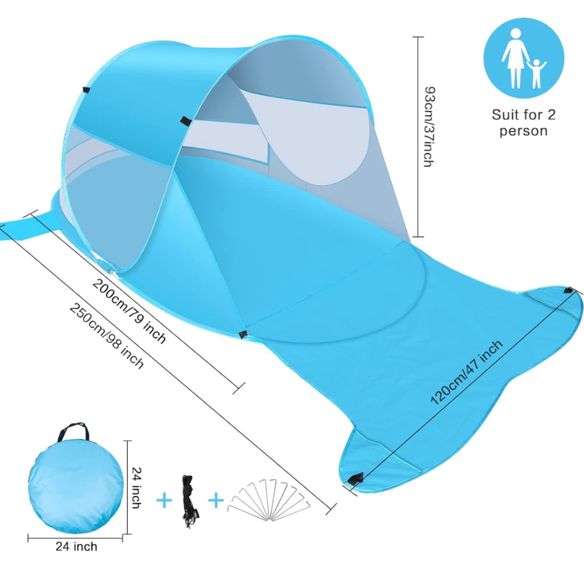 Beach Tent, Large Automatic Instant Pop Up Beach Shade - Metzger ...