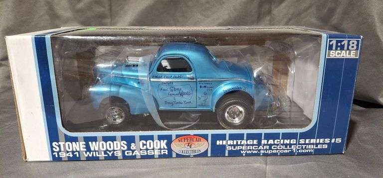Supercar Collectibles Stone Woods & Cook 1941 Willys Gasser Die Cast Car 1:18 scale - Metzger ...
