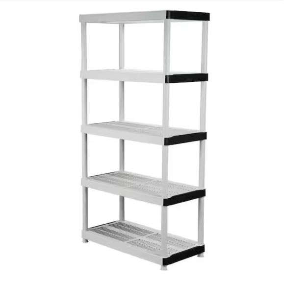HDX 5-Tier Easy Assembly Multi-purpose Plastic Garage Storage Shelving ...