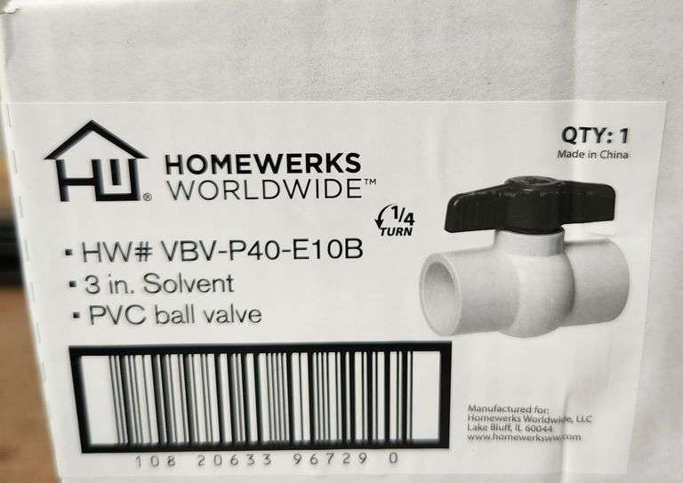 Homeworks 3" solvent pvc ball valve - Metzger Property Services, LLC