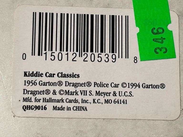 Hallmark Kidde car classic 1956 Garton Dragnet Police car New in box ...