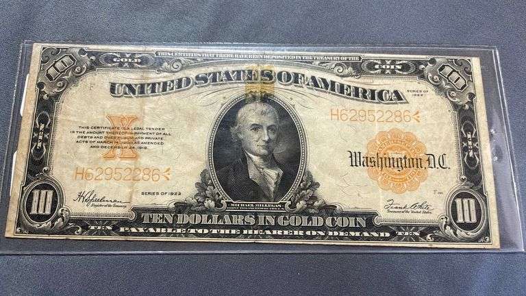 1922 Large $10 Gold Certificate Note - Metzger Property Services, LLC