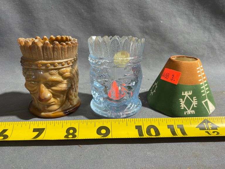 (2) Joe St. Clair Bicentennial Native American head toothpick holders ...