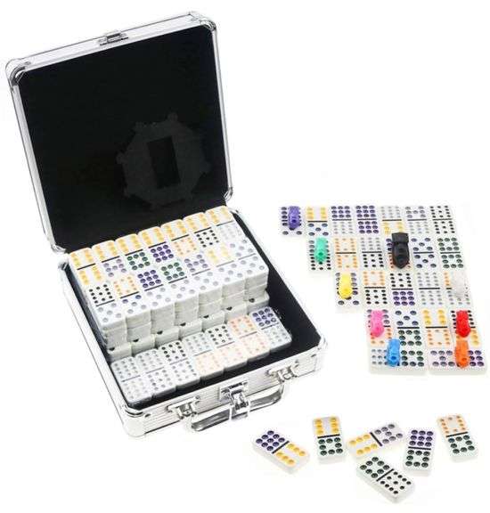Mexican Train Dominos Game Set, 91 Tiles Double 12 Color Dots - Metzger ...