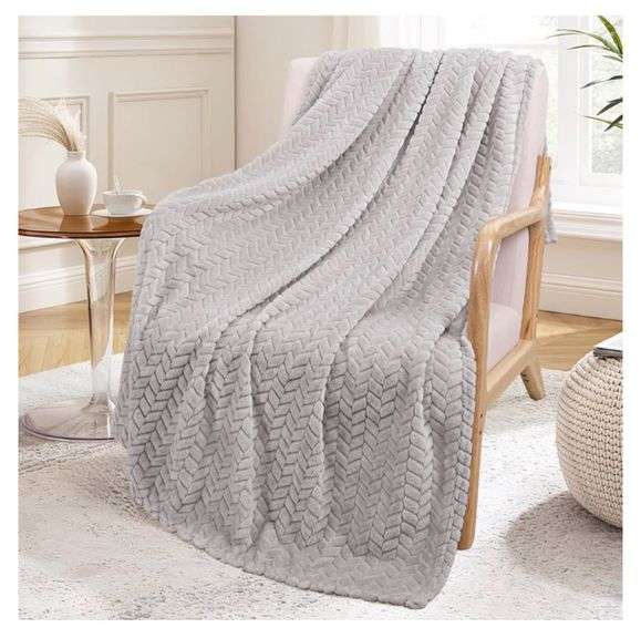 Grey Plush Throw Blanket - 50” x 70” - Metzger Property Services, LLC