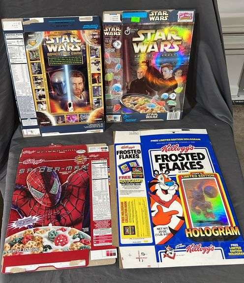 Four - Empty Cereal Boxes - Star Wars & Spider-Man • Frosted Flakes ...