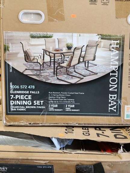 Hampton Bay Glenridge Falls 7-Piece Metal Rectangle Outdoor Dining Set ...