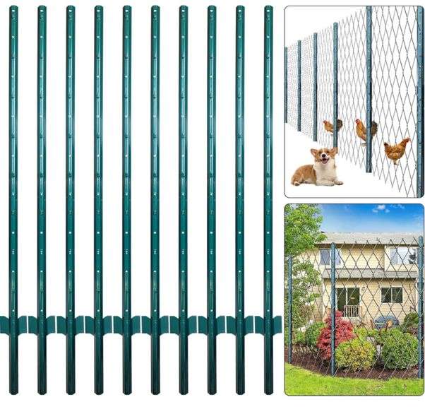 Fence Posts 5 Feet,Pack of 10,Metal U Post Step in Post Fence Stakes ...
