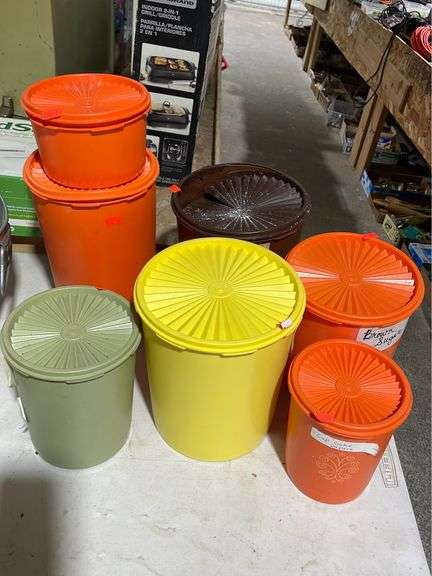 Tupperware container assortment (brown container with broken lid ...
