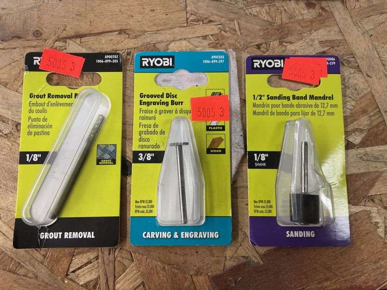 Ryobi Grout Removal Bit, Grooved Disc Engraving Burr And 1/2” Sanding ...
