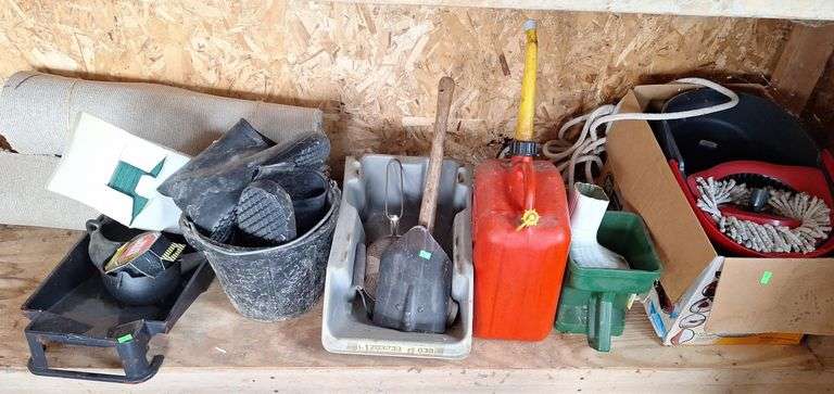 Spin mop bucket, army trench shovel, gas cans, misc - Metzger Property ...