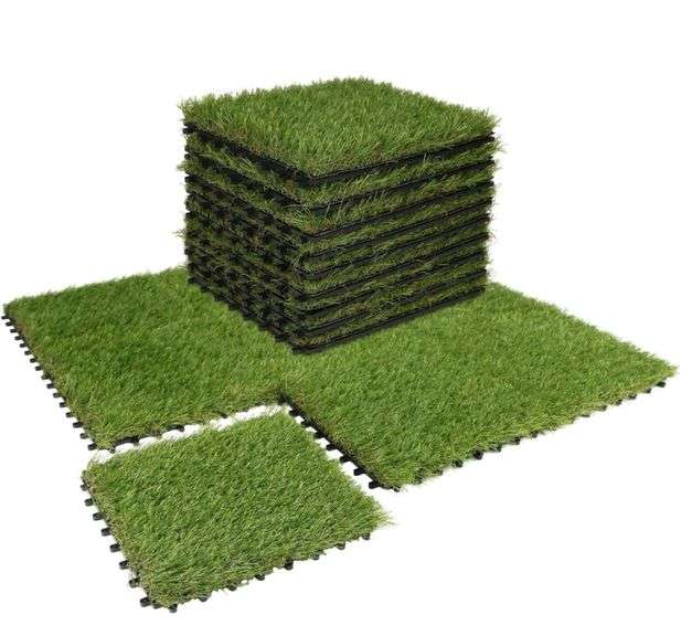 Artificial Grass Turf Interlocking Deck Tiles Set 18 PCS, 12"x12 ...