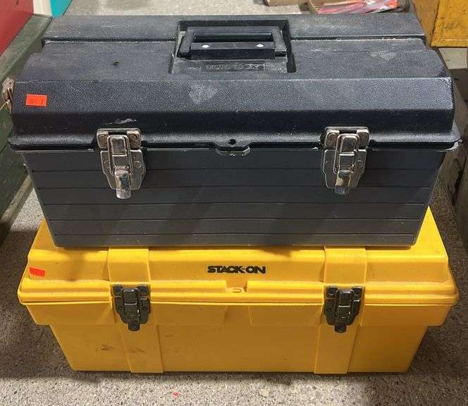 Tuff Box Plastic Tool Box with contents 18”x9.5”x9” • Stack-On Plastic ...