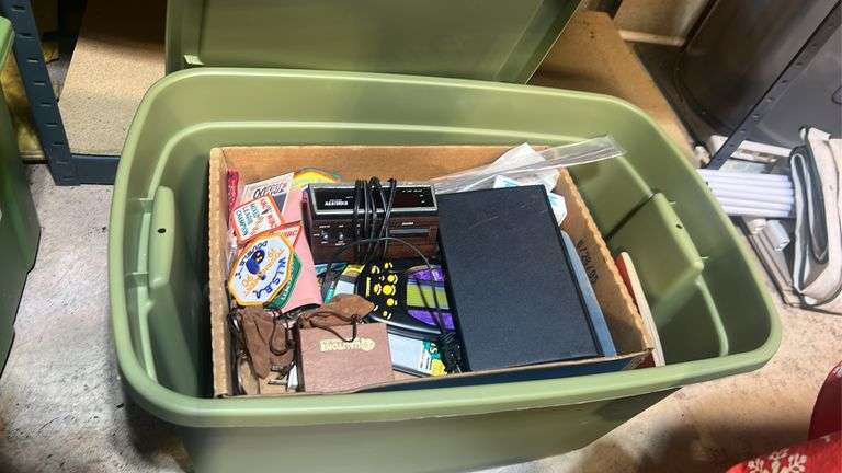 Wilson Baseball in box • Equity Solid State Alarm Clock • Hearing Aid ...