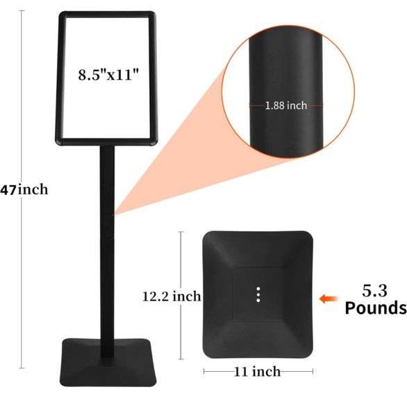 Sign Stand Holder 8.5 x 11 Inch Poster Stand with Base - Metzger ...