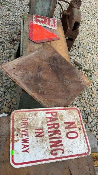 Metal Embossed Slow Sign 24”x24” (rusty) • Metal Double Sided Fire ...