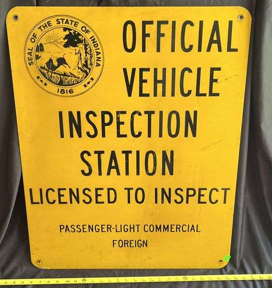 Vehicle inspection station sign, metal 24x30" - Metzger Property ...