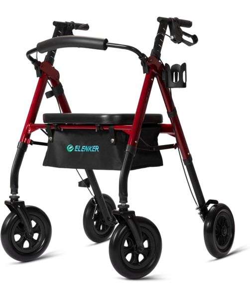 ELENKER All-Terrain Heavy Duty Rollator Walker with Wide Seat and ...