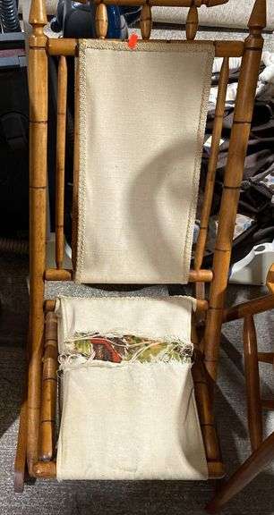 Wood frame rocking chair with canvas backing 10” floor to seat ...