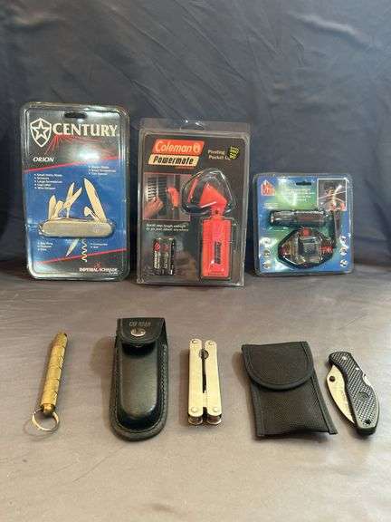 Cutting’ Horse Folding Knife in Pouch 4” • Great Neck Multi Tool 4” in Leather CE Gear Belt ...