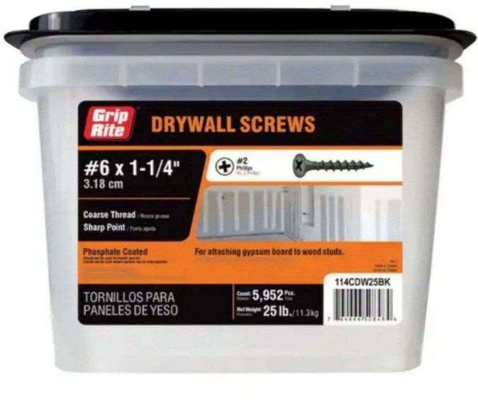 Grip-Rite #6 x 1-1/4 in. #2 Phillips Bugle Head Coarse Thread Sharp ...