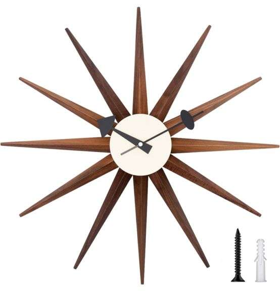 Mid Century Wall Clock - Wooden Starburst Clock - Metzger Property ...