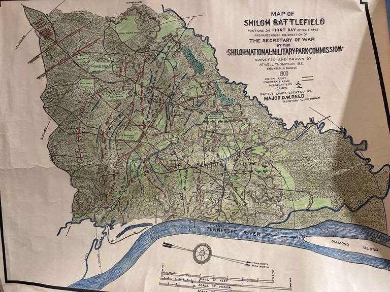 (2) Map of Shiloh Battlefield April 7th 1862 Colored Maps - Metzger ...