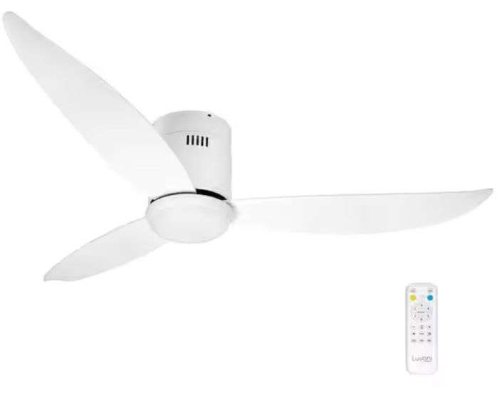 LUVONI 52 in. Indoor White Ceiling Fan with LED Light, 1800 Lumens, 3 ...