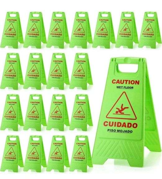 Tatuo 20 Pcs Caution Wet Floor Sign Safety 2 Sided Green Warning Signs ...