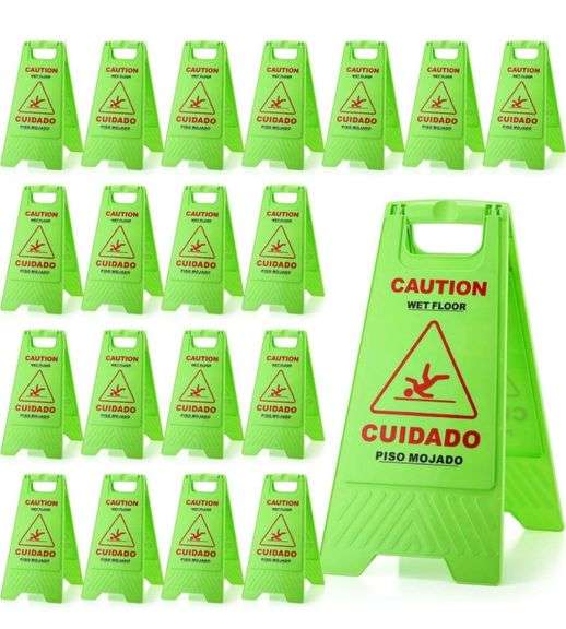 Tatuo 20 Pcs Caution Wet Floor Sign Safety 2 Sided Green Warning Signs ...