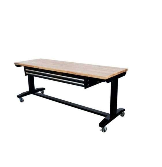 Husky 72 in. Adjustable Height Workbench Table with 2-Drawers in Black ...