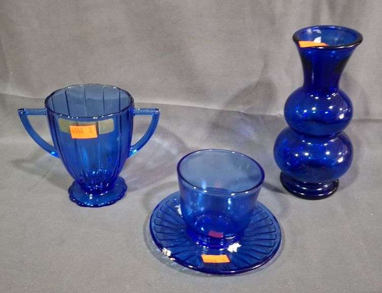 Cobalt Blue Vase, Cobalt Blue Sugar, Petalware Cobalt Blue Condiment ...