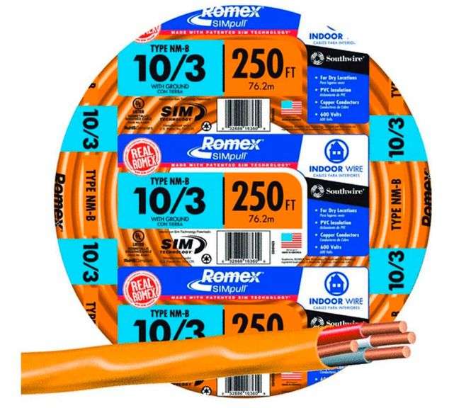 Southwire 63948455 Romex SIMpull ® Cable with Ground, Orange, 10/3 Awg ...