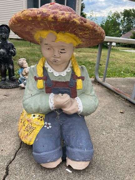 Concrete Girl Statue (Damaged Missing Legs) 18” - Metzger Property ...