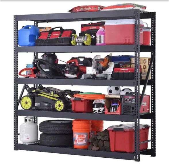 Husky 5-Tier Industrial Duty Steel Freestanding Garage Storage Shelving ...